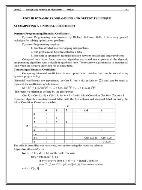 daa unit 3 pdf dynamic programming code