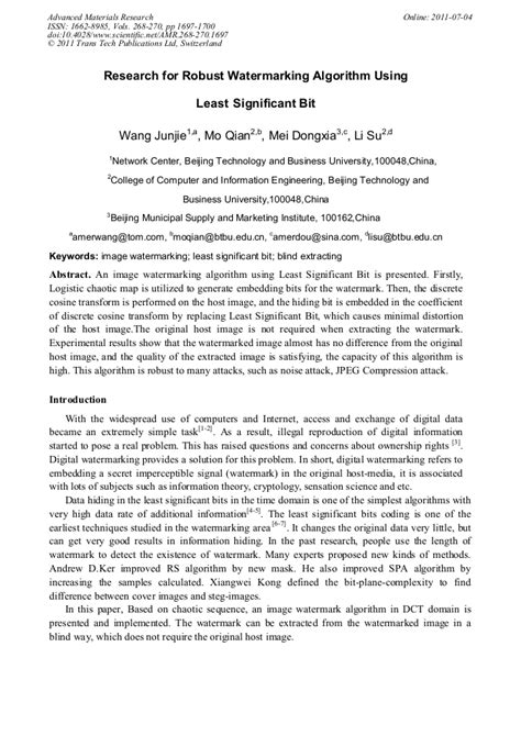 research for robust watermarking algorithm using least significant bit