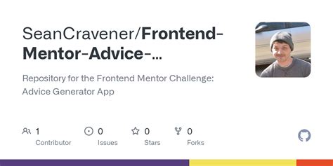 GitHub SeanCravener Frontend Mentor Advice Generator App Repository