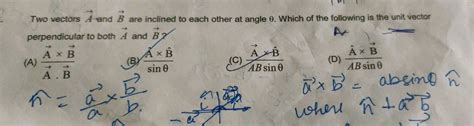 two vectors →a and →b are inclined to each other at an angle theta which of the following is
