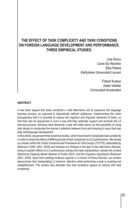 pdf the effect of task complexity and task conditions on foreign language development and