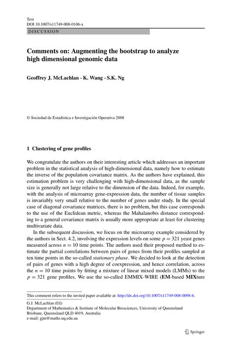 pdf comments on augmenting the bootstrap to analyze high dimensional genomic data