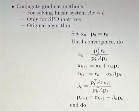 solved conjugate gradient methods for solving linear