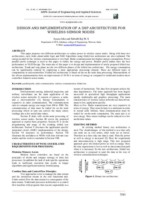 pdf design and implementation of a dsp architecture for wireless sensor nodes subodh raj