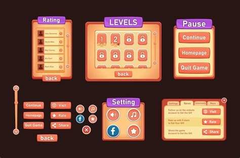 모바일 게임 목록 게임 Ui 키트 사용자 인터페이스 Ui Ux 프리미엄 벡터