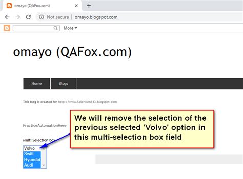 new selenium ide using ‘remove selection command qafox