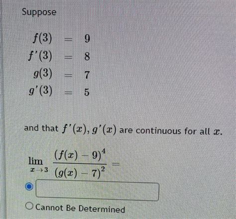 solved suppose and that f′ x g′ x are continuous for all