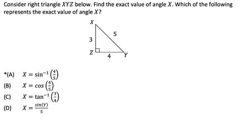 solved consider right triangle xyz below find the exact