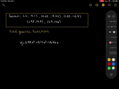 solved find the quartic function that is the best fit for the data in the table below 𝐱 3 2