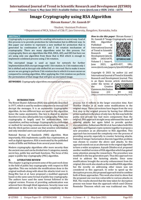 image cryptography using rsa algorithm by international journal of trend in scientific research