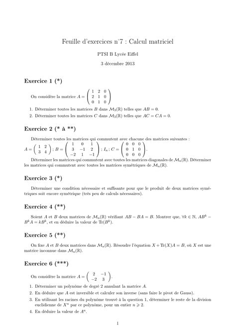pdf télécharger exercice commutant d une matrice gratuit pdf