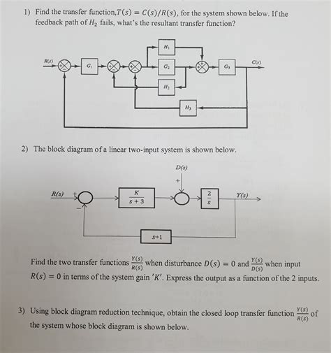 solved 1 find the transfer function t s c s r s for