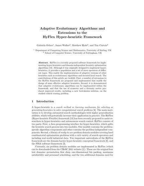 pdf adaptive evolutionary algorithms and extensions to the hyflex hyper heuristic framework