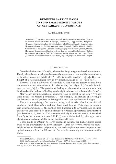 reducing lattice bases to find small height values of univariate polynomials sistemas