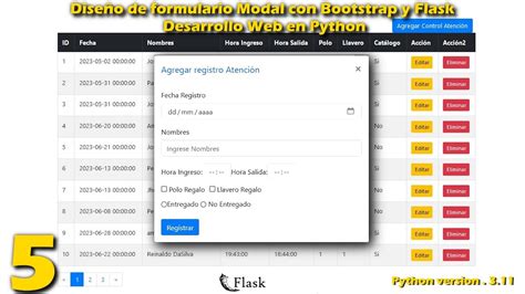 Video 5 Diseño de formulario Modal con Bootstrap y Flask Desarrollo