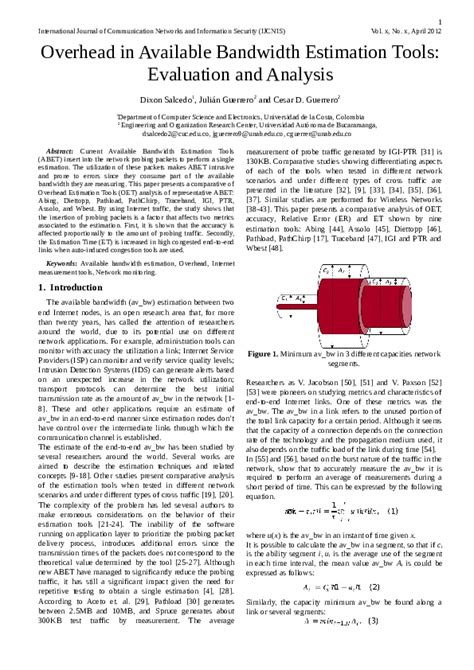 pdf overhead in available bandwidth estimation tools evaluation and analysis dixon salcedo