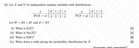 solved 2 let x and y be independent random variables with