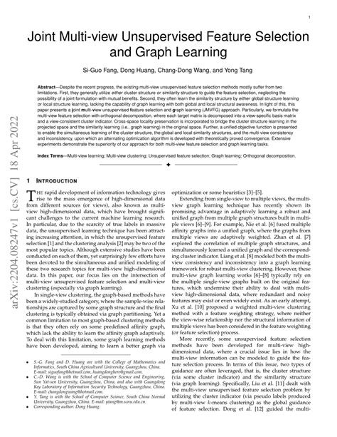 pdf joint multi view unsupervised feature selection and graph learning