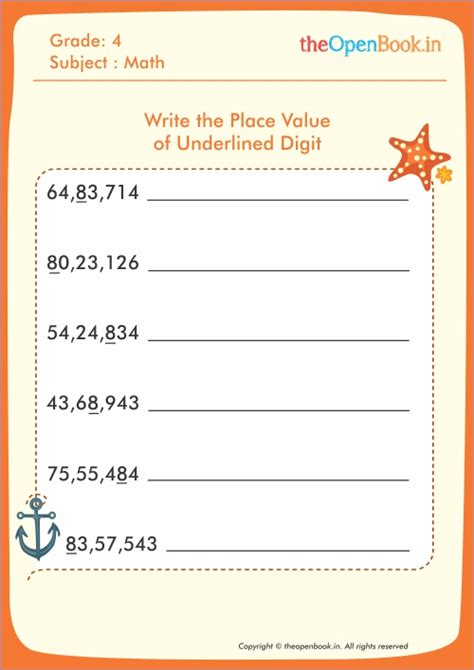 Place The Value Of The Underlined Digit