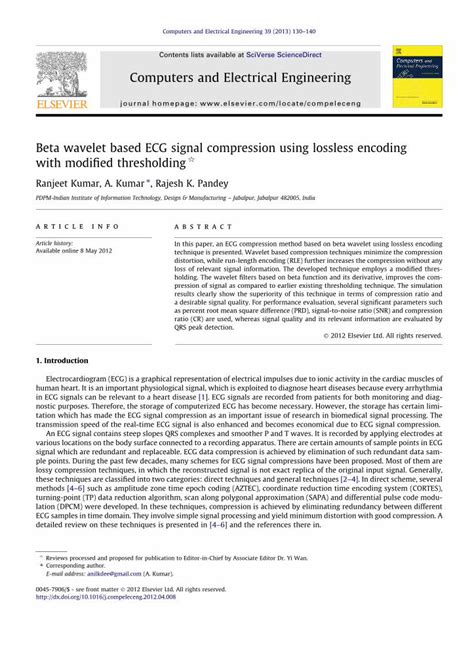 pdf beta wavelet based ecg signal compression using lossless encoding with modified