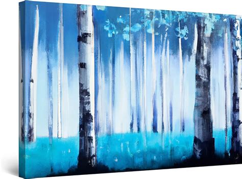 Amazon Startonight Canvas Wall Art Abstract White Blue Forest