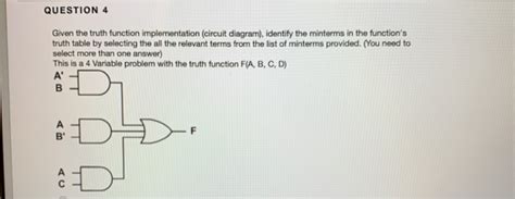 solved question 4 given the truth function implementation