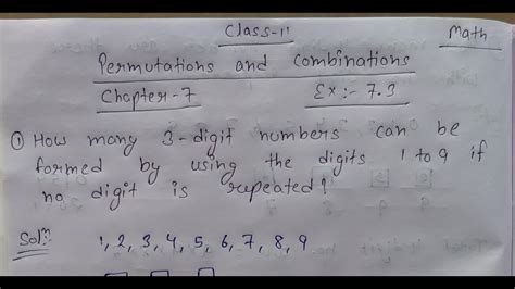 how many 3 digit numbers can be formed by using the digits 1 to 9 if no digit is repeated youtube