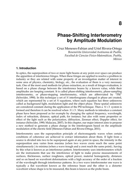 pdf phase shifting interferometry by amplitude modulation
