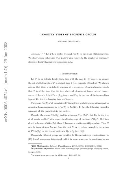 pdf isometry types of profinite groups