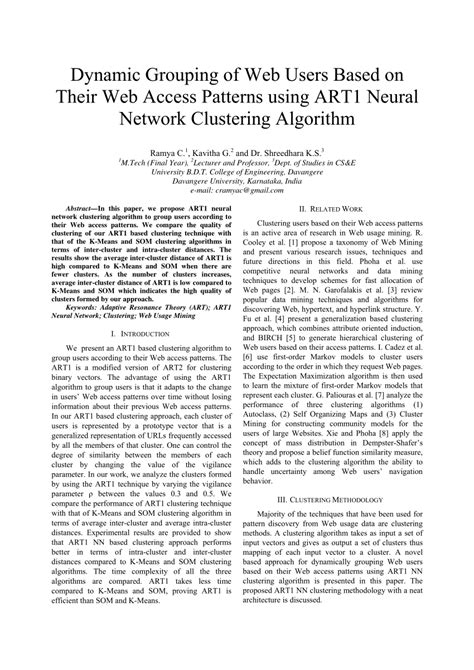 pdf dynamic grouping of web users based on their web access patterns using art1 neural network