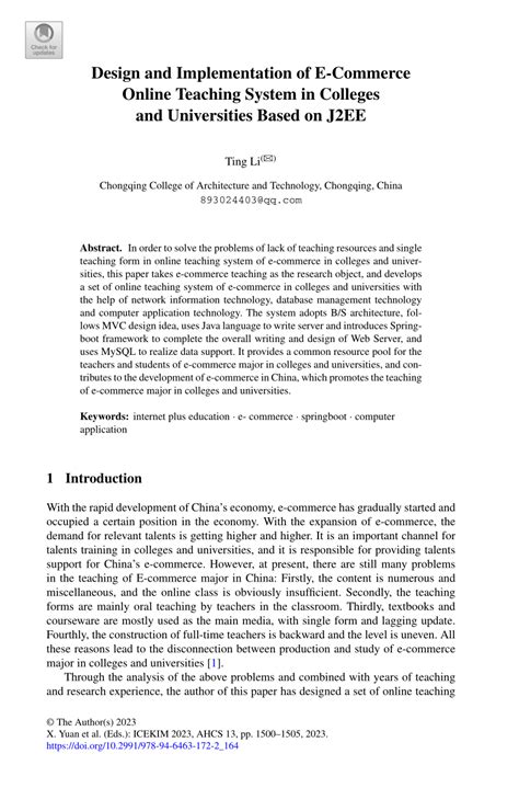 pdf design and implementation of e commerce online teaching system in colleges and