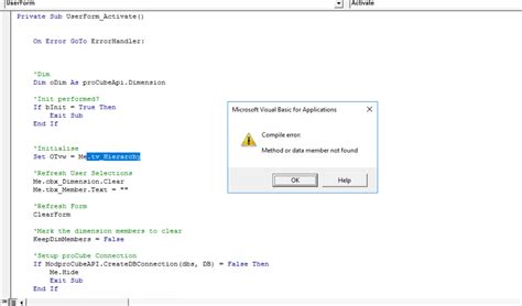 Method Or Data Member Not Found Error In Excel VBA 2016 Stack Overflow