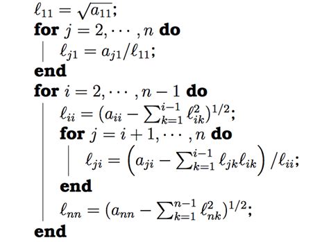 python code derive the recursions for cholesky