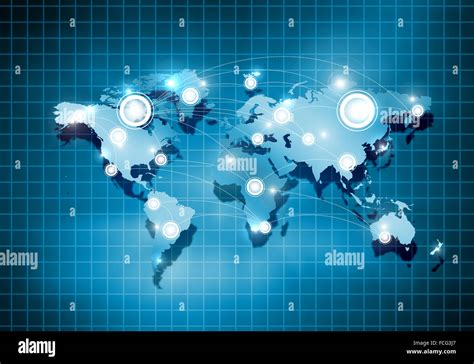 Background Digital Image Of World Map With Connection Lines Stock Photo