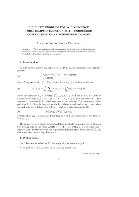 [pdf] dirichlet problem for a divergence form elliptic equation with unbounded coefficients in