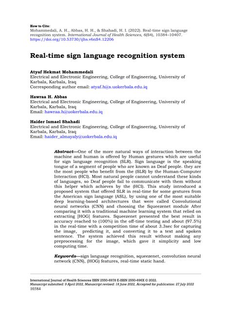 pdf real time sign language recognition system