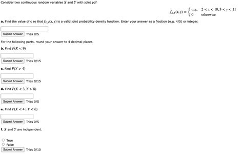 solved consider two continuous random variables x and y with