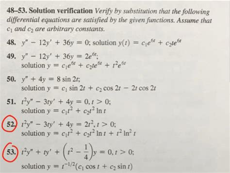 solved 48 53 solution verification verify by substitution