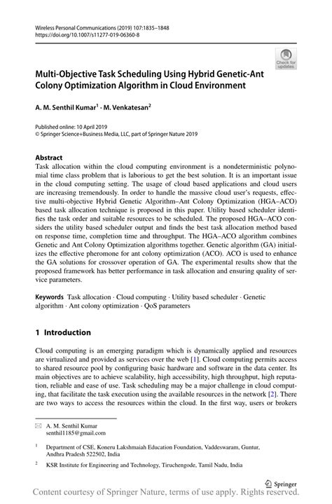 multi objective task scheduling using hybrid genetic ant colony optimization algorithm in cloud
