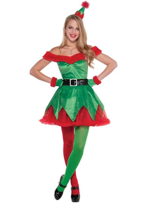 Ladies Christmas Glitter Elf Costume