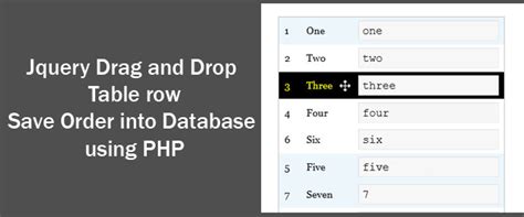 jquery drag and drop table save into database using php