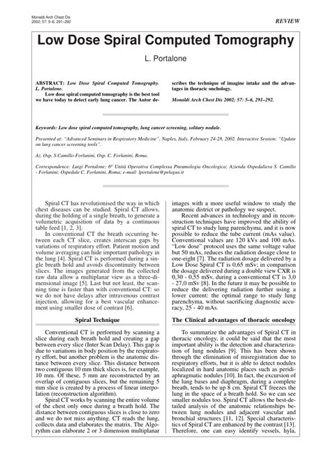 pdf low dose spiral computed tomography