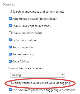 Reactjs Chrome Debugger Doesn T Show Variable Values On Mouse Over