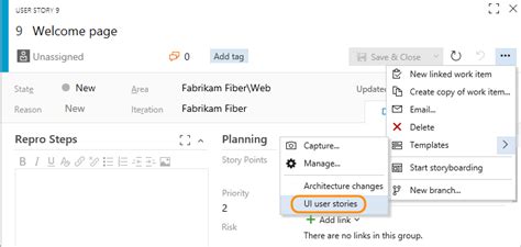 use azure devops work item templates to update work items in azure boards azure boards