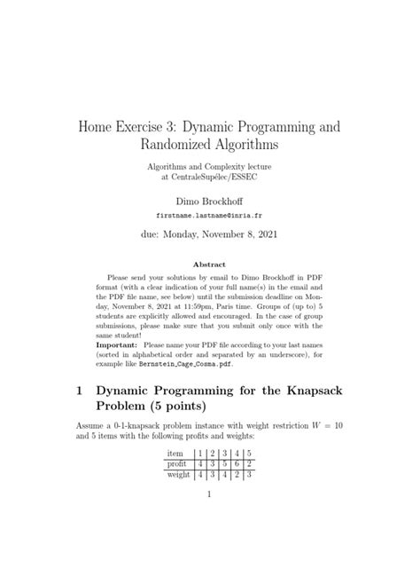 thirdhomeexercise pdf dynamic programming matrix mathematics