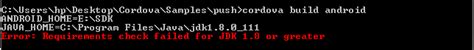 Cordova Requirements Check Failed For JDK 1 8 Or Greater Stack Overflow