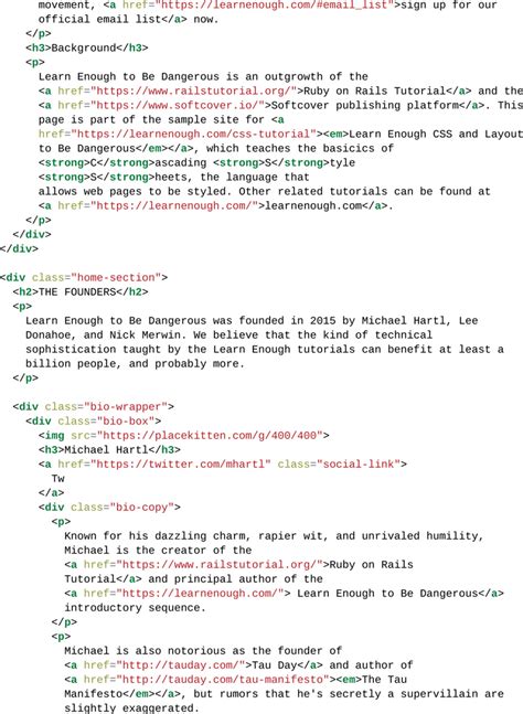 Code Snippets Learn Enough Html Css And Layout To Be Dangerous An