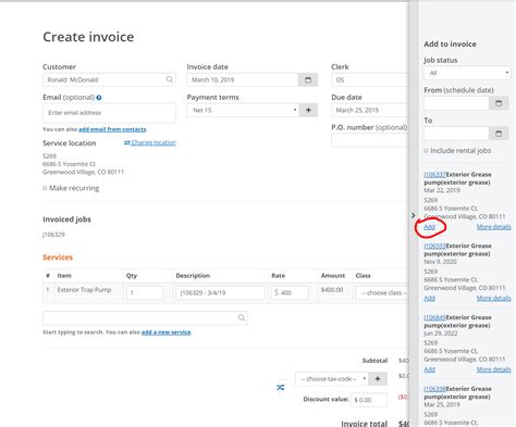 create an invoice for multiple jobs servicecore