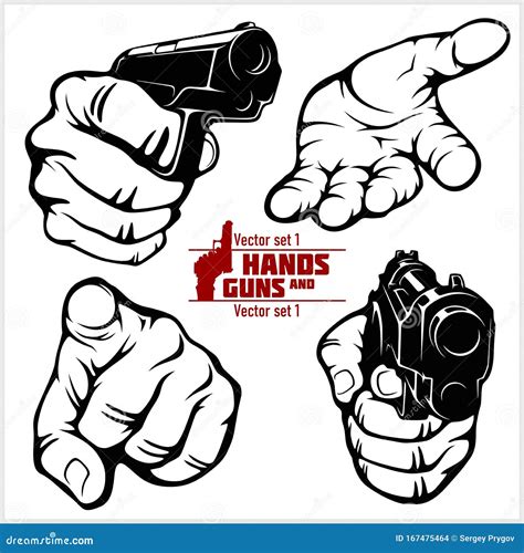 Manos Con Armas Y Gestos De Mano Apuntando Con Pistola En Gunpoint