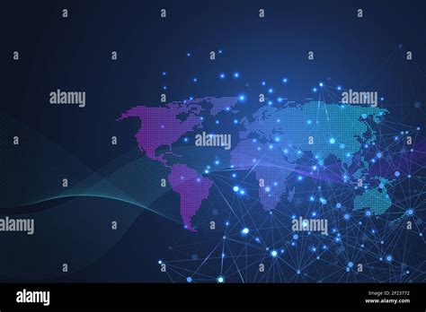 Global Network Connections With World Map Internet Connection